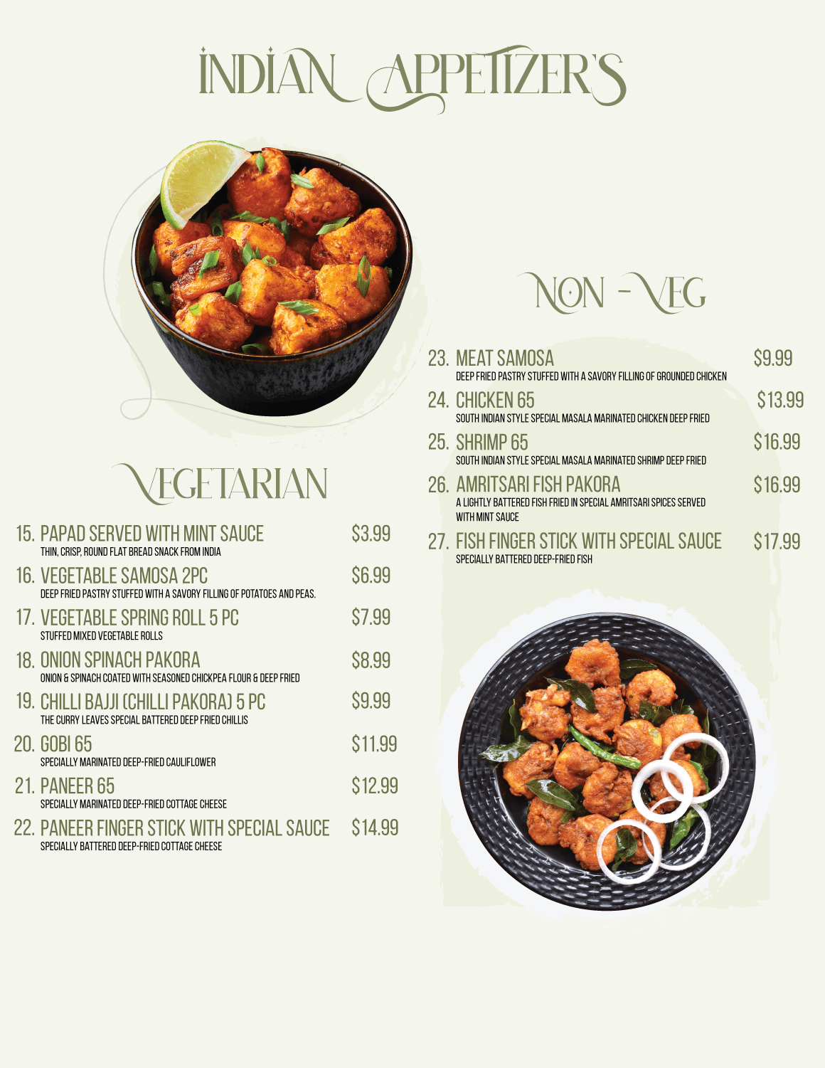 Menu - The Curry Leaves