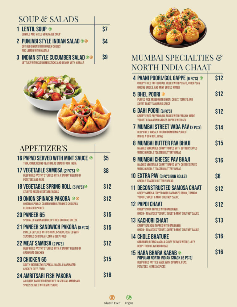 Menu - The Curry Leaves