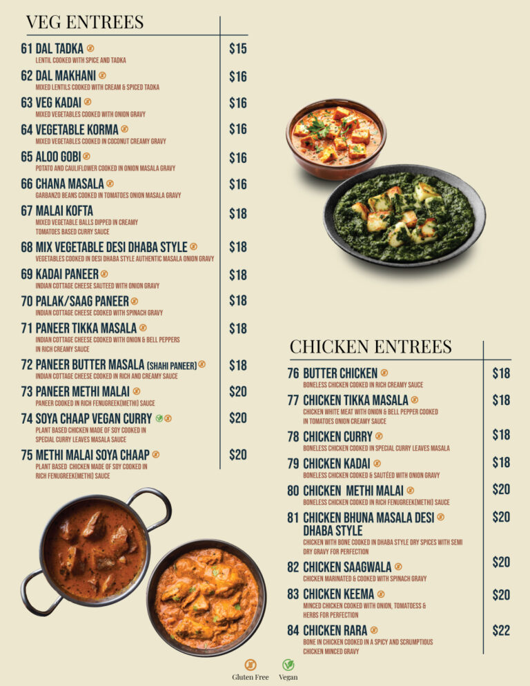 Menu - The Curry Leaves